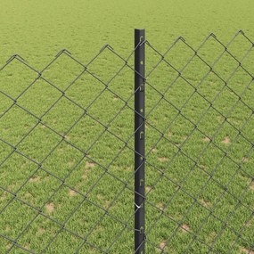 Plot s řetězovým odkazem a sloupkem 10 x 1,5 m Šedá Síťovina 3336271