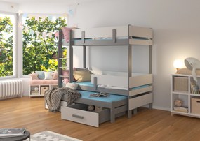 ADRK Furniture Třípatrová postel pro tři osoby ETAPO 200x90 CH-Eta-G+G-208-E1113