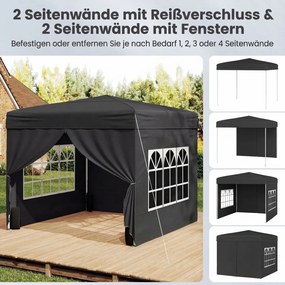 Costway Pavilon Výsuvný skládací pavilon s 4 Odnímatelné boční stěny 3 oddíl