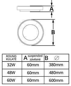 T-LED LED svítidlo ZULU 48W CCT kulaté bílé závěsné LED svítidlo ZULU 48W CCT kulaté bílé závěsné