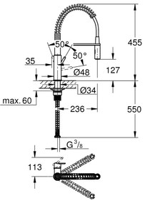 GROHE 30361000 - Dřezová baterie GET 455 mm lesklý chrom
