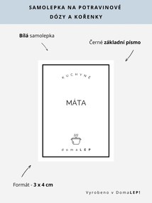 Samolepka na kořenky MÁTA bílá 3 × 4 cm základní písmo