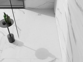 Mexen Stone+, obdélníková vanička z minerálního kompozitu 180 x 100 cm, bílá, bílá krytka, 44101018-W