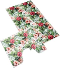 Bellatex 3D tisk sada sada 60x100, 60x50 cm Ibišek Zelená,Růžová