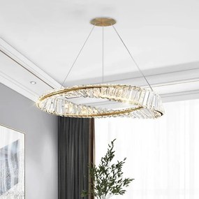Toolight Toolight, LED křišťálové závěsné svítidlo 27W APP1201-CP, čirá-zlatá, OSW-04591