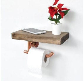 Asir Držák toaletního papíru s policí 15x30 cm hnědá/měděná AS0838
