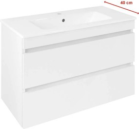 Sapho Ezara - Umyvadlová skříňka, 78x39x54 cm, 2 zásuvky, lesklá bílá EZ792-3030