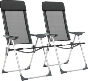 vidaXL Skládací kempingové židle 2 ks hliníkové [44305] Barva: Černá