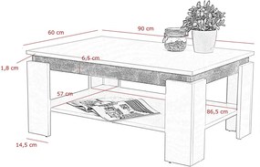 Sconto Konferenční stolek TIM II dub sonoma/bílá