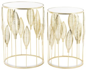 Kovový stolek s dekorem listů zlatý 2 kusy 140325