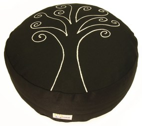 S radostí - vlastní výroba Meditační polštář strom života - černý Velikost: ∅30 x v30 cm