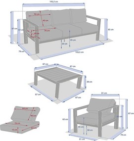 DEOKORK Hliníková sestava VANCOUVER 1+3+1 (ivory)