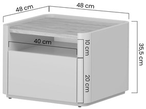 Noční stolek Elivo 50 cm - eukalyptus / dub baltic dune