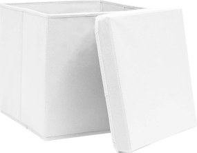 Úložné boxy s víky 4 ks 28 x 28 x 28 cm bílé 325208