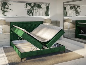 Kontinentální postel 200 cm Dustin (tmavě zelená) (s matrací a úl. prostorem). 1054621