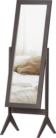 HOMCOM Celoplošné zrcadlo s nohami, zrcadlo pro líčení, MDF Káva 47 x 46 x 148 cm | Aosom