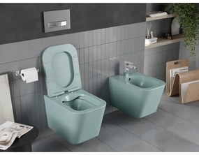 Mexen Teo WC mísa Rimless s pomalu padající deskou slim, duroplast, Světle matová zelená - 30854048