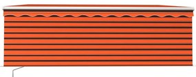 Ručně zatahovací markýza s roletou a LED 4 x 3 m oranžovo-hnědá,  3069305