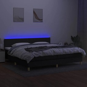 Box spring postel s matrací a LED černá 200x200 cm textil 3133583