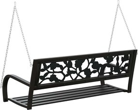 Zahradní houpací lavice 125 cm ocel a plast černá 317145