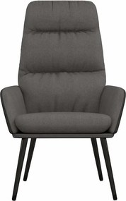Relaxační křeslo se stoličkou tmavě šedé textil a umělá kůže 3097507