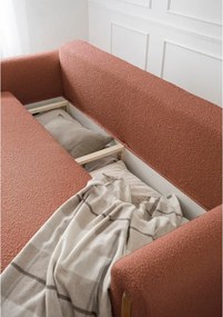 Rozkládací/s úložným prostorem pohovka z textilie bouclé v terakotové barvě 244 cm Arcadova – ELTAP