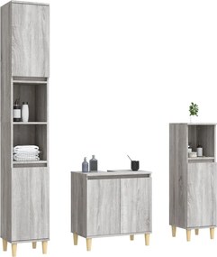 3dílný set koupelnového nábytku šedý sonoma kompozitní dřevo 3185587