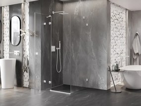 Mexen Lunar, výklopný sprchový kout levý 70 x 70 cm, 8mm čiré sklo, bílý profil, 834-070-070-20-00-L
