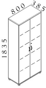Kancelářská skříň Komfort, 80x38,5x183,5 cm, dveře 5/5  S585 12