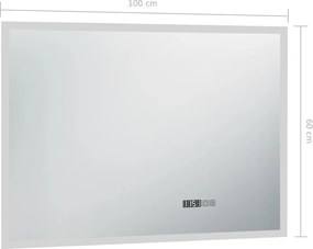 vidaXL Koupelnové LED zrcadlo dotykový senzor zobrazení času 100x60 cm [144739]