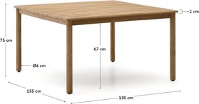 Zahradní jídelní stůl z masivu akácie 135x135 cm Sori – Kave Home