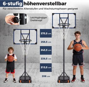 Costway Výškově nastavitelný basketbalový stojan, venkovní basketbalový koš