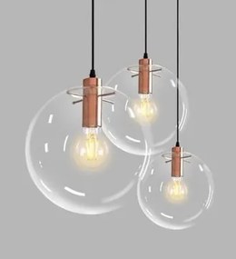 Toolight - Závěsné skleněné stropní svítidlo Lassi 25 cm, růžové zlato, OSW-00131