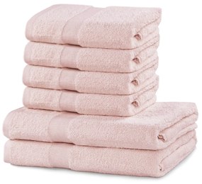 Set 2 růžových osušek a 4 ručníků DecoKing Marina