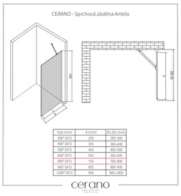 CERANO - Sprchová zástěna Antelo L/P - černá matná, transparentní sklo - 80x190 cm - jednodílná pevná