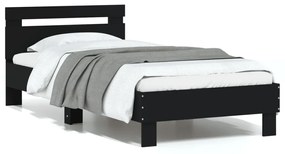 Rám postele s čelem černý 90 x 200 cm kompozitní dřevo - Default Title