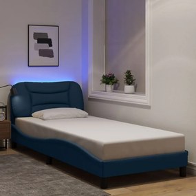 Rám postele s LED bez matrace Hvar Modrá 90x200 cm Látka 3213682