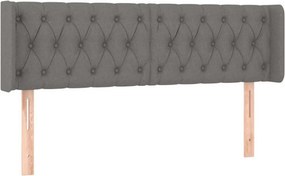 Čelo postele s LED tmavě šedé 147 x 16 x 78/88 cm textil 3123571