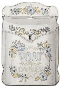 Krémová retro poštovní schránka s květy Post Courier - 27*8*39 cm