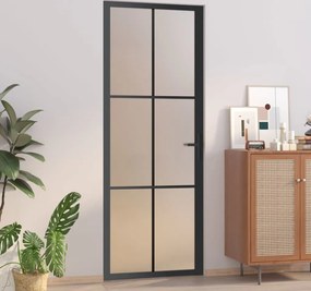 vidaXL Interiérové dveře 76 x 201,5 cm bílé ESG sklo a hliník [350556] Barva: Černá a průhledná