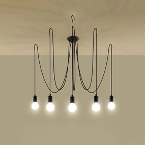 Sollux Lighting Lustr EDISON 5 černý