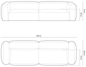 Zelená sametová modulární pohovka 320 cm Martina – Micadoni