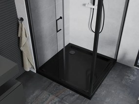 Mexen Apia posuvný sprchový kout 90 x 90 cm, transparentní, černý + plochá vanička, černá - 840-090-090-70-00-4070B