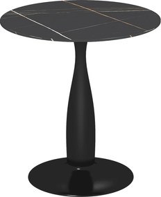 HOMCOM Jídelní Stůl, Kulatý Kuchyňský Stůl, Moderní Jídelní Stůl s Ocelovým Rámem, Barový Stolek pro 2 Osoby, Ø70 x 74 cm, Černý | Aosom