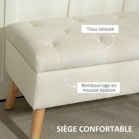 HOMCOM Úložná Lavice, Úložný Truhla, S Víkem, Sametový Efekt, Dřevěné Nohy, Nosnost až 120 kg, do Obývacího Pokoje, Ložnice, Předsíně, 80 x 35 x 40 c…