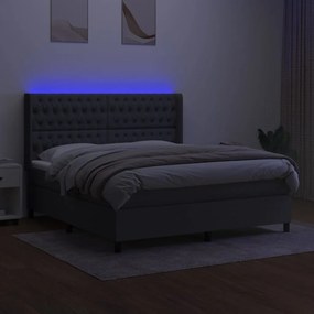 Box spring postel s matrací a LED tmavě šedá 180x200 cm textil 3138574