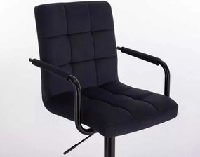 LuxuryForm DESIGN Barová židle VERONA BLACK VELUR na černé kulaté podstavě - černá