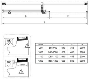 BPS-koupelny Posuvné sprchové dveře HYD-ATA-CH-A 120 chrom/transparent pro instalaci do niki - bez vaničky