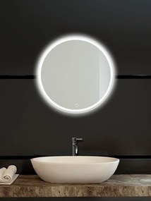 AMBIENTE kulaté zrcadlo do koupelny na zeď do pokoje do ložnice do předsíně na chodbu Amirro Ø 60 cm s LED osvětlením a senzorem, IP44 411-019 411-248 411-316