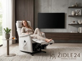 Elektrické polohovací TV křeslo NORMAN - béžová látka